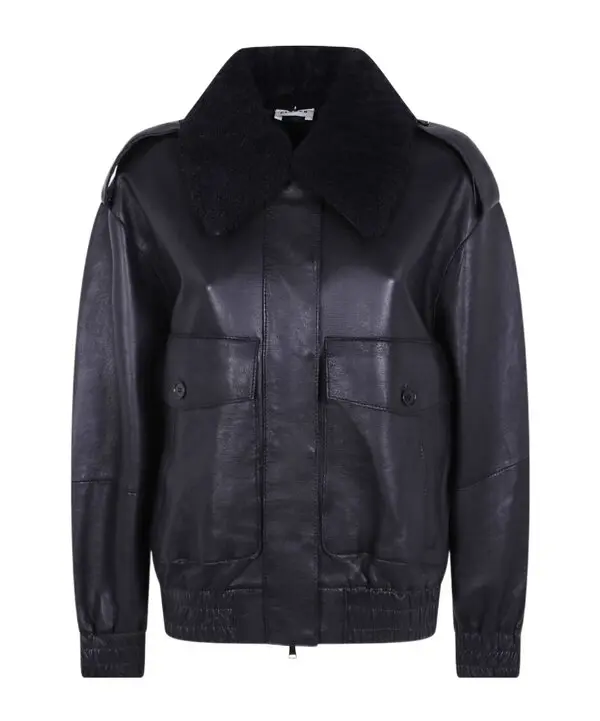 P.a.r.o.s.h Long Sleeve Leather Bomber Jacket - No