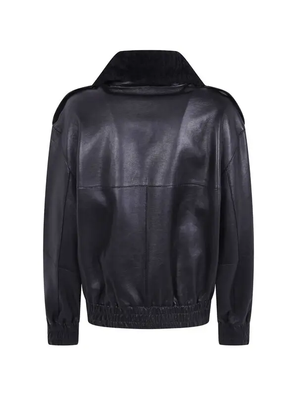 P.a.r.o.s.h Long Sleeve Leather Bomber Jacket