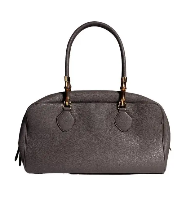 Gucci Large Bamboo Boston Bag - Dark Gray