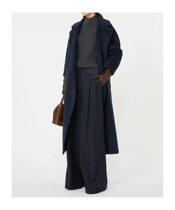 Max Mara Wool And Alpaca Teddy Coat Navy