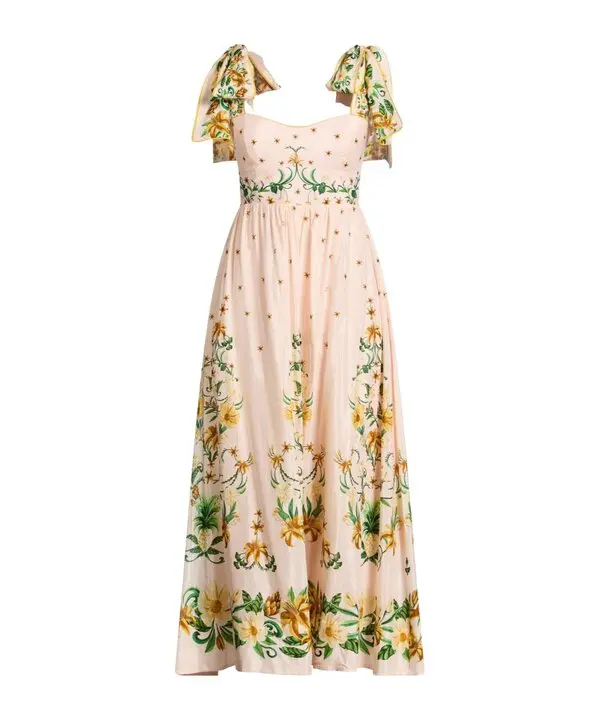 Farm Rio Floral Print Maxi Dress - Pink