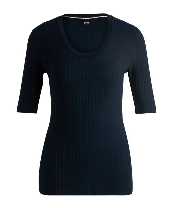 Hugo Boss Navy Ribknit Top
