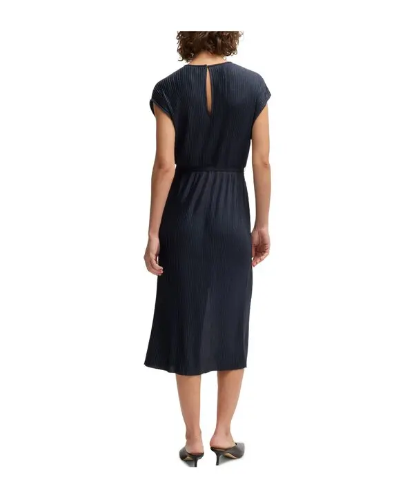 Hugo Boss Navy Ribknit Midi Dress