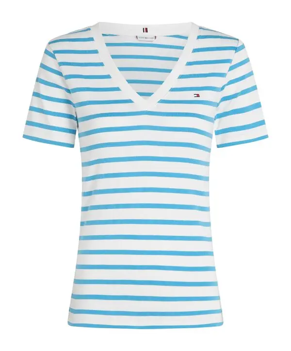 Tommy Hilfiger Striped V-neck Short Sleeve Top