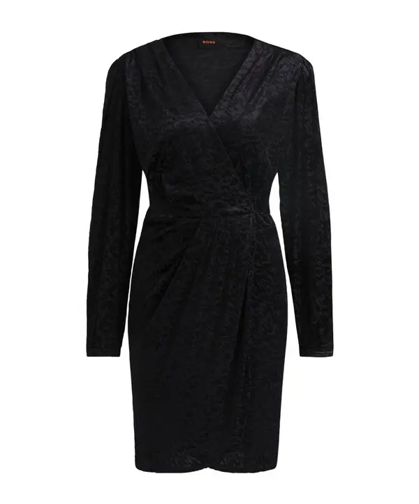 Hugo Boss Jacquard Wrapstyle Dress - Black
