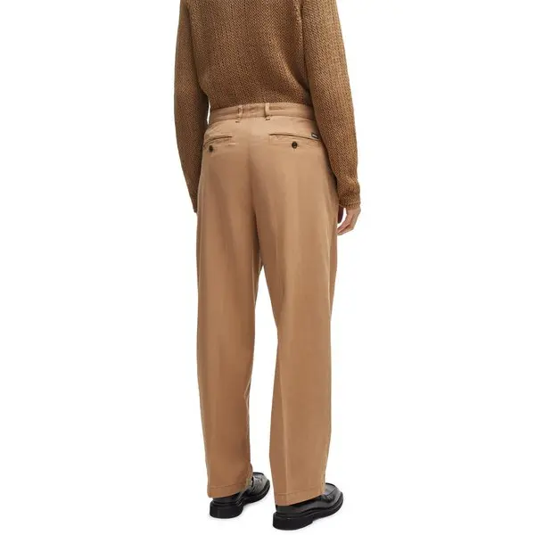 Hugo Boss Camel Pleated Wideleg Trousers