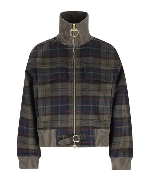 Barbour Plaid Cropped Zip-up Jacket