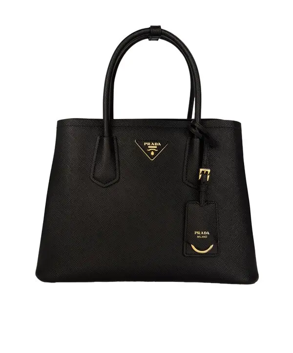 Prada Solid Color Top Handle Bag - Black