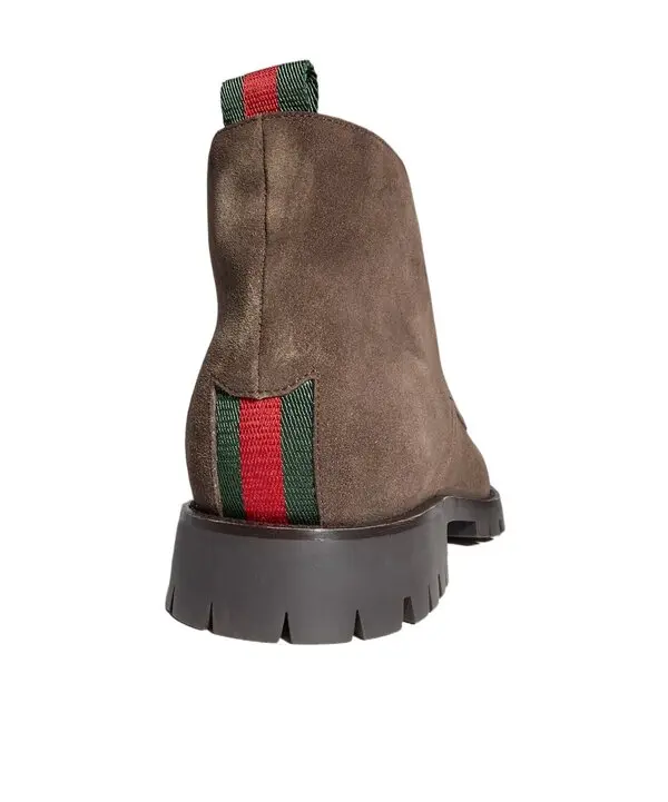 Gucci Lace-up Ankle Boot With Web