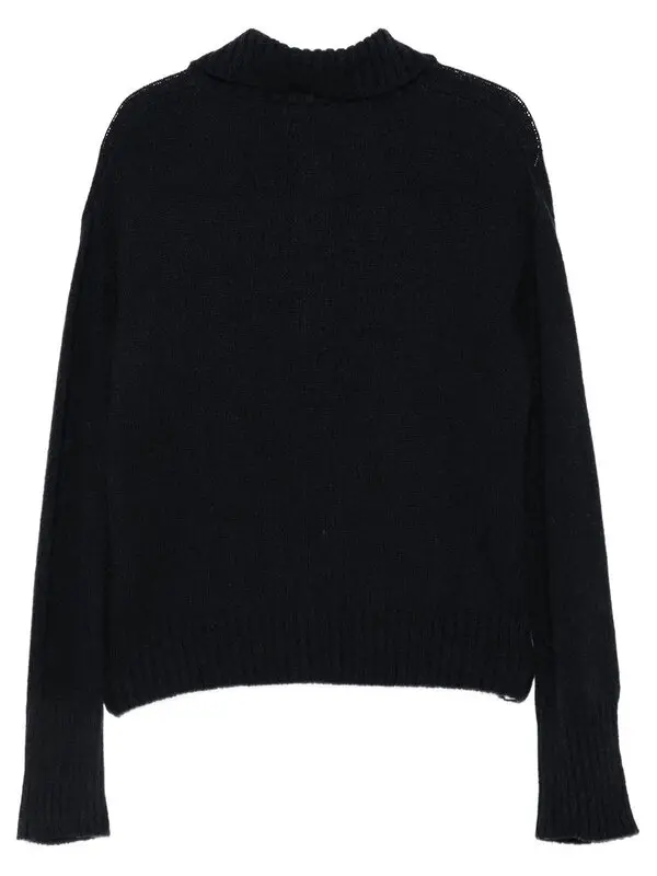 ROBERTO COLLINA Collared Henley Cropped Knit Sweater