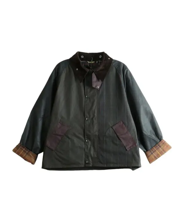 Barbour Plaid Panel Waxed Cropped Jacket - No