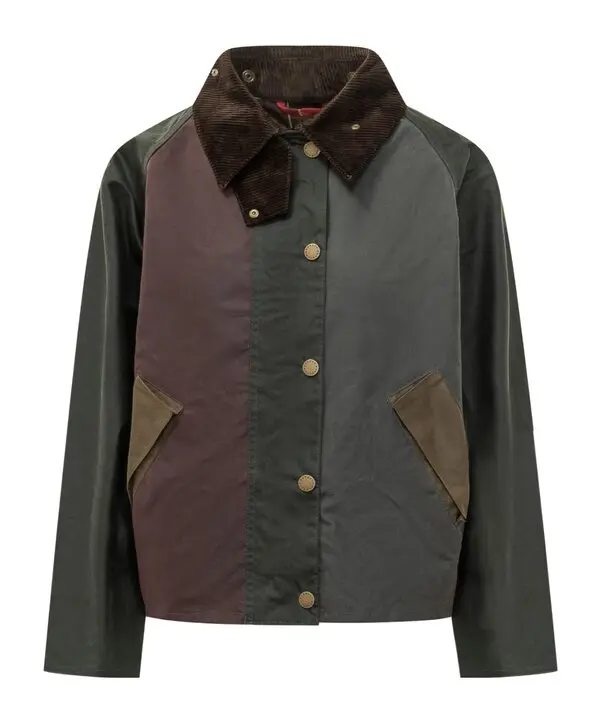 Barbour Colourblock Waxed Cropped Field Jacket - Black
