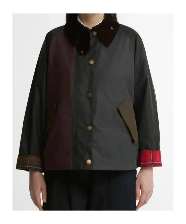 Barbour Colourblock Waxed Cropped Field Jacket