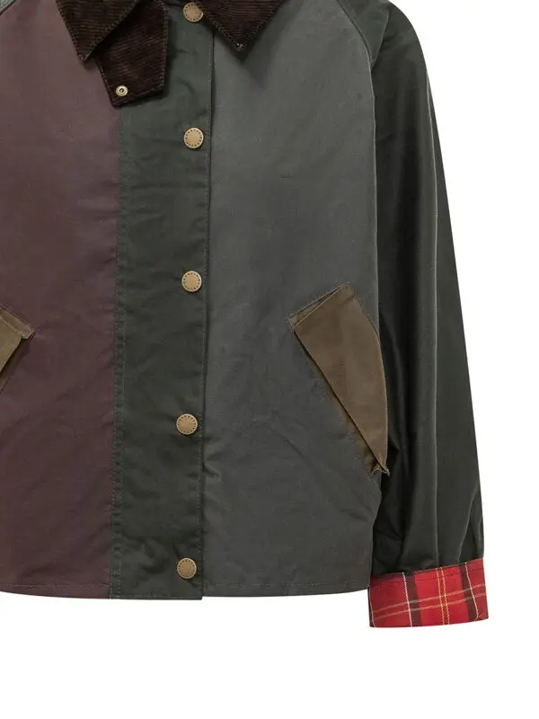 Barbour Colourblock Waxed Cropped Field Jacket