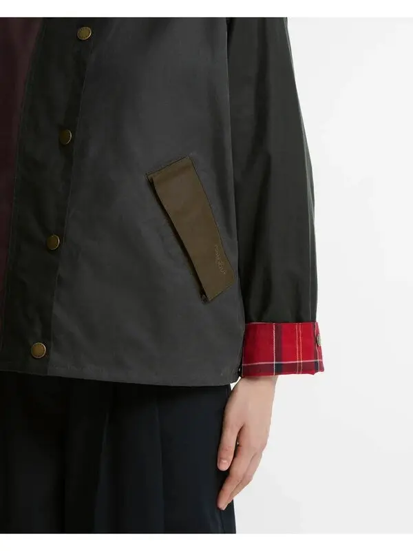 Barbour Colourblock Waxed Cropped Field Jacket