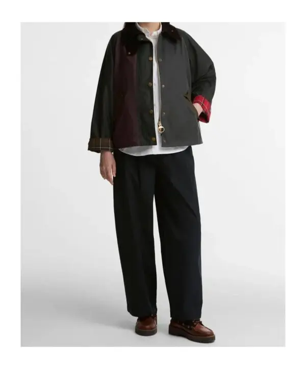 Barbour Colourblock Waxed Cropped Field Jacket