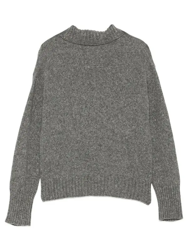 ROBERTO COLLINA Collared Henley Cropped Knit Sweater