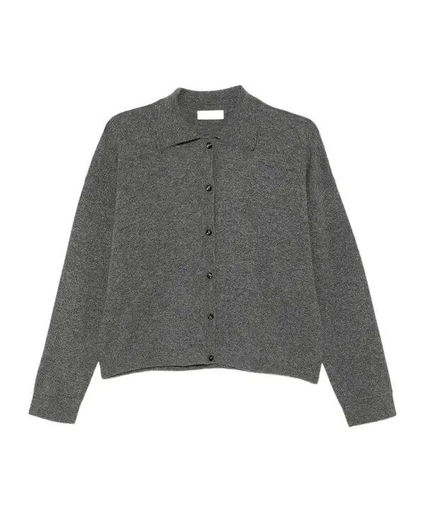 ROBERTO COLLINA Polocollar Buttonfront Knit Cardigan - Black
