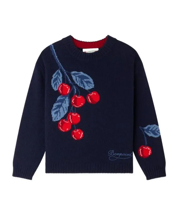 Bonpoint Cherry-intarsia Maxine Sweater - Navy Blue