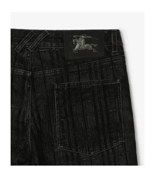 Burberry Check Flocked Straight Leg Jeans