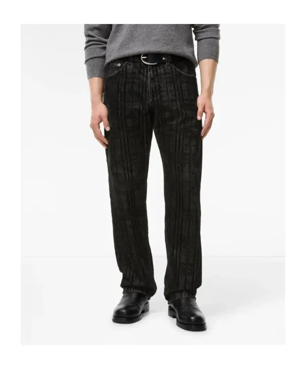 Burberry Check Flocked Straight Leg Jeans