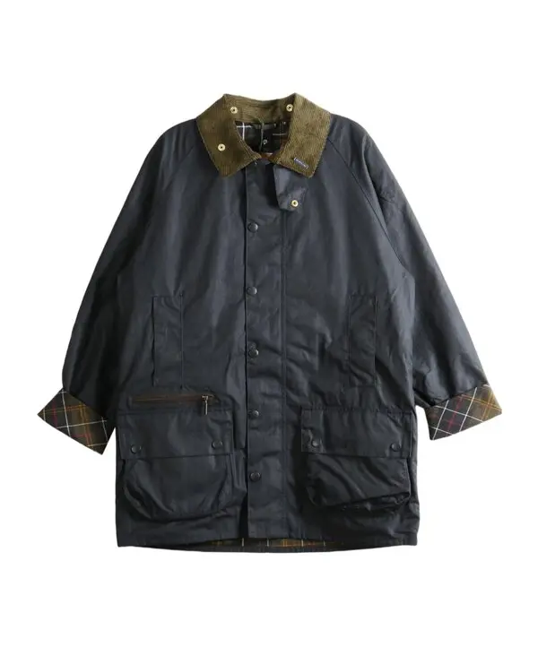 Barbour Midlength Waxed Field Jacket - Navy