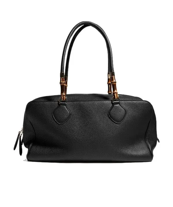 Gucci Large Boston Bag With Bamboo - Black