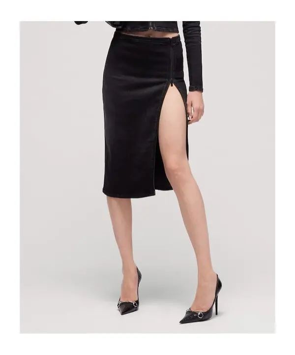 Gucci Fitted Denim Skirt With Side Opening
