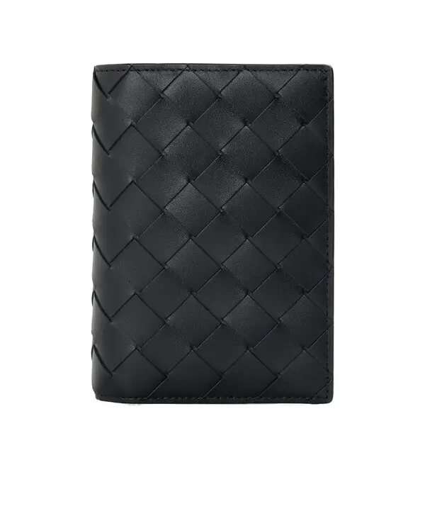 Bottega Veneta Woven Leather Card Holder - Black