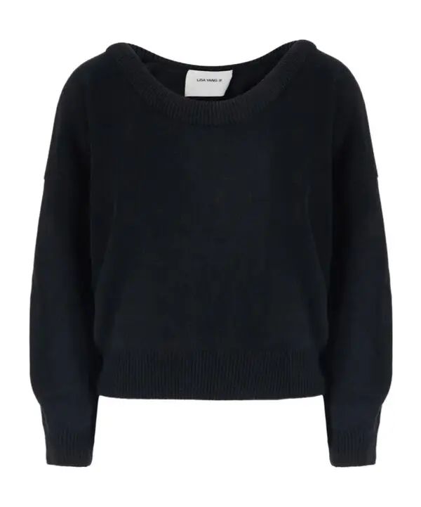 LISA YANG Doria Scoop-neck Ribbed-trim Sweater - Black