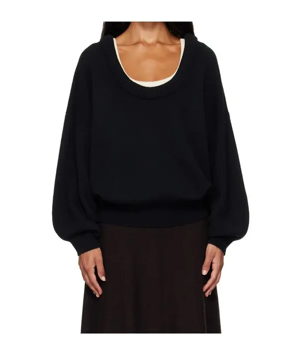 LISA YANG Doria Scoop-neck Ribbed-trim Sweater