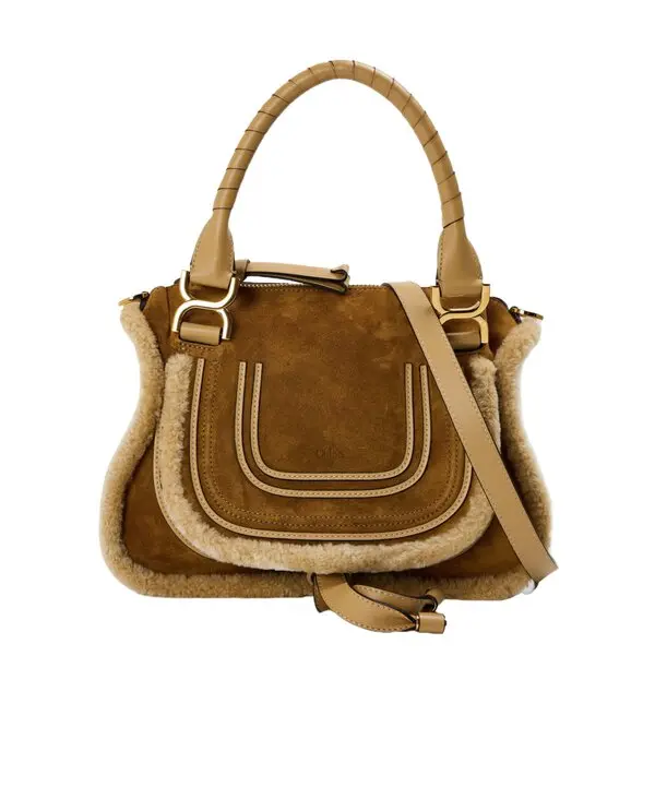Chloé Color Block Suede Crossbody Bag - Brown