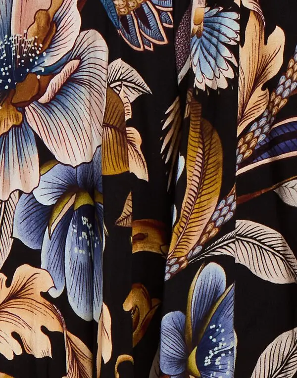 Farm Rio Long Sleeve V-neck Floral Maxi Dress