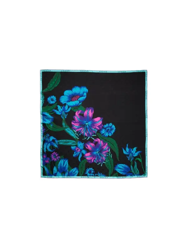 Gucci Floral Double G Silk Twill Carr - Multi-color