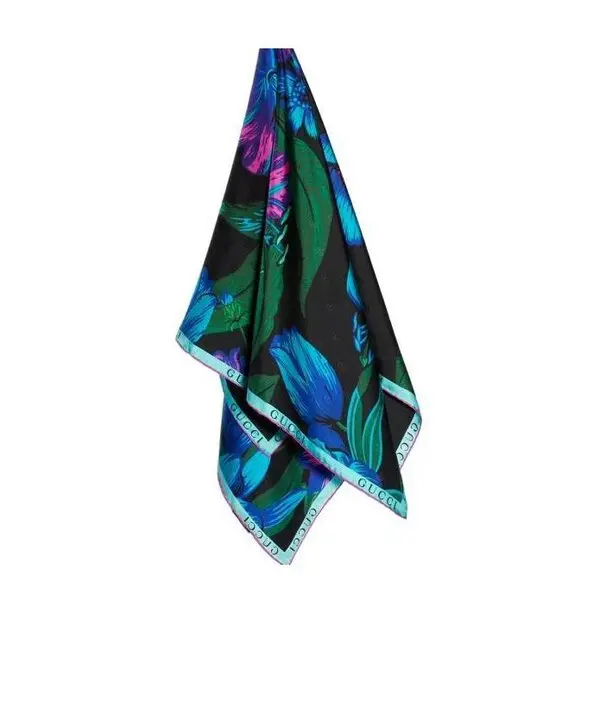 Gucci Floral Double G Silk Twill Carr