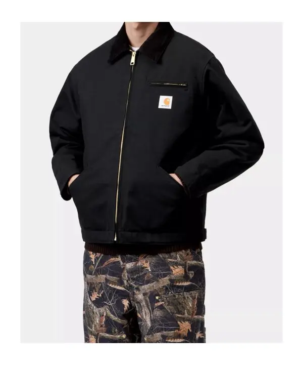 Carhartt Work In Progress Og Detroit Logo-patch Zip-up Shirt Jacket