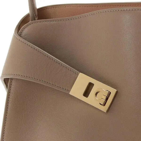 FERRAGAMO Solid Color Top Handle Bag - Brown