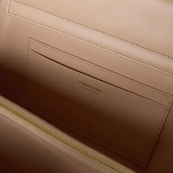 FERRAGAMO Solid Color Top Handle Bag - Brown