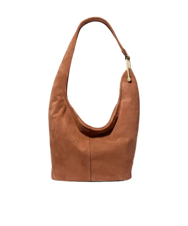 Michael Kors Suede Shoulder Bag With Gold Tone Hardware