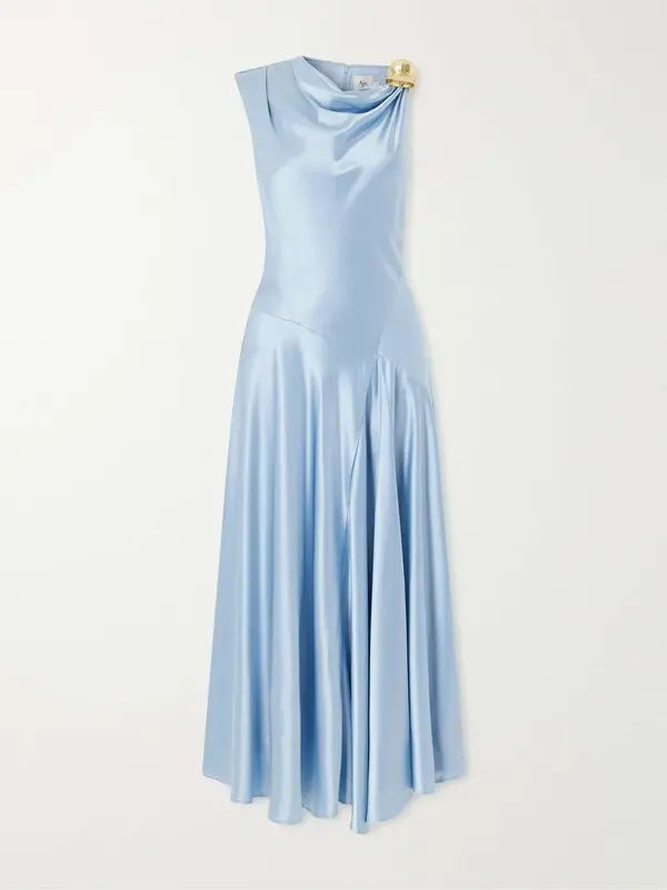 Aje Siren Embellished Satin Maxi Dress - Blue