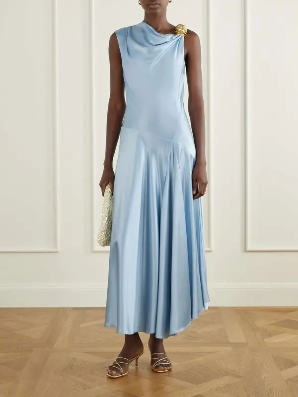 Aje Siren Embellished Satin Maxi Dress