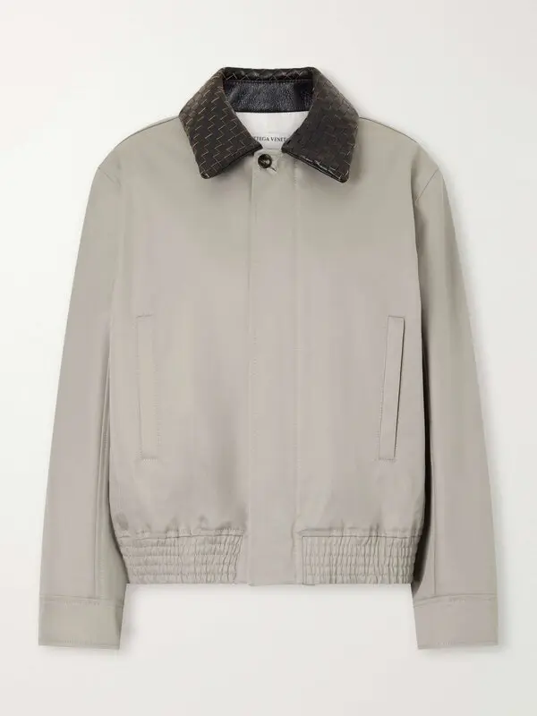 Bottega Veneta Intrecciato Leather-trimmed Cotton Jacket