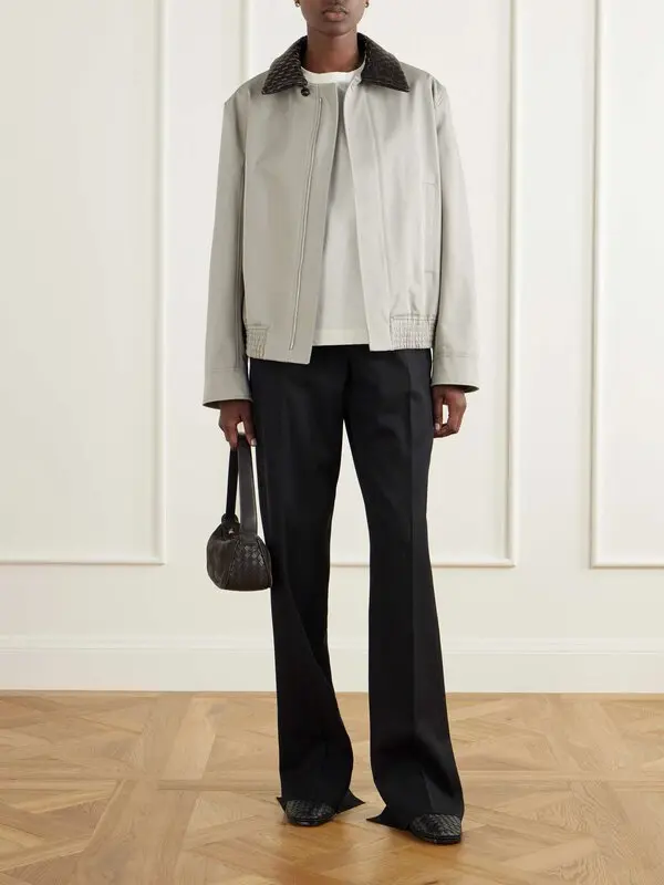 Bottega Veneta Intrecciato Leather-trimmed Cotton Jacket