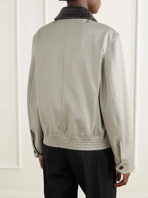 Bottega Veneta Intrecciato Leather-trimmed Cotton Jacket