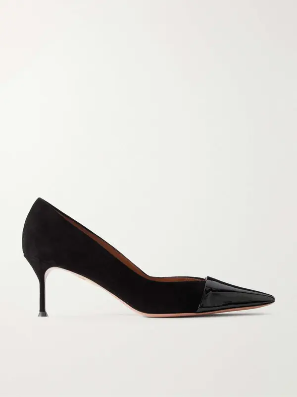 AQUAZZURA Orbit Pump 65 Patent Leather-trimmed Suede Pumps