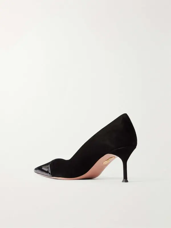 AQUAZZURA Orbit Pump 65 Patent Leather-trimmed Suede Pumps