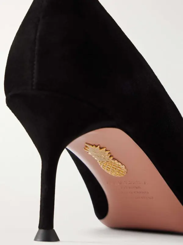 AQUAZZURA Orbit Pump 65 Patent Leather-trimmed Suede Pumps