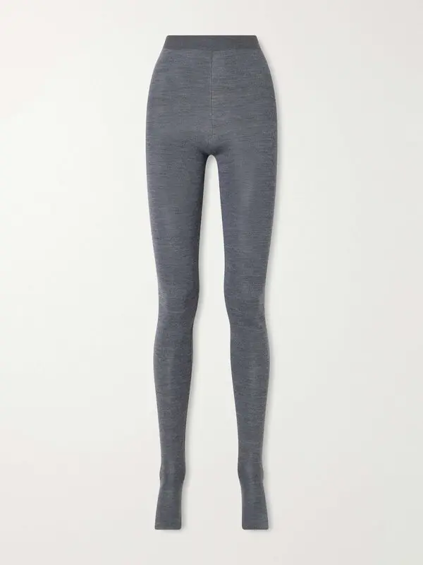 Bottega Veneta Logo-embroidered Knitted Wool Leggings