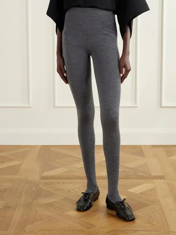 Bottega Veneta Logo-embroidered Knitted Wool Leggings