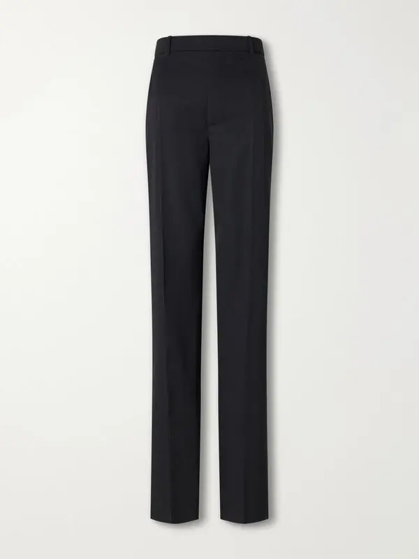 Bottega Veneta Wool Grain De Poudre Straight-leg Pants - Black